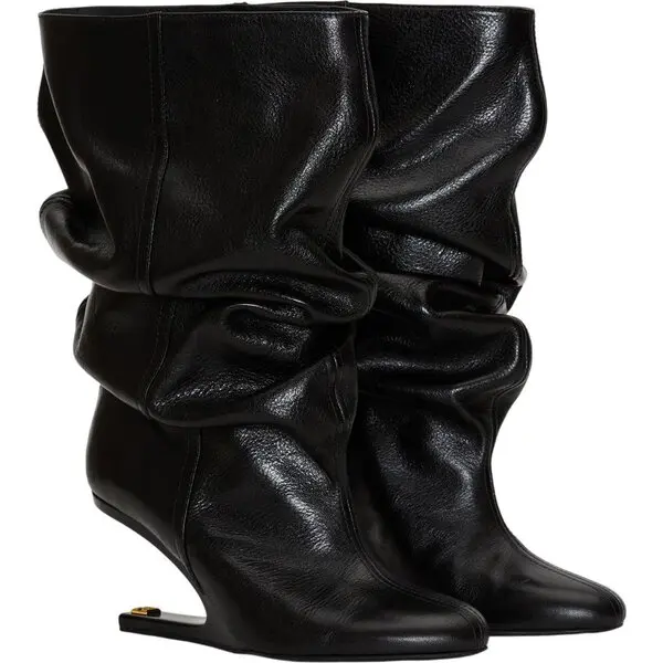 Balmain No Wedge Textured Leather Ankle Boots