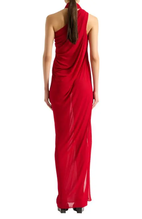 Balmain Long Draped Jersey Dress