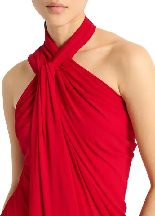 Balmain Long Draped Jersey Dress