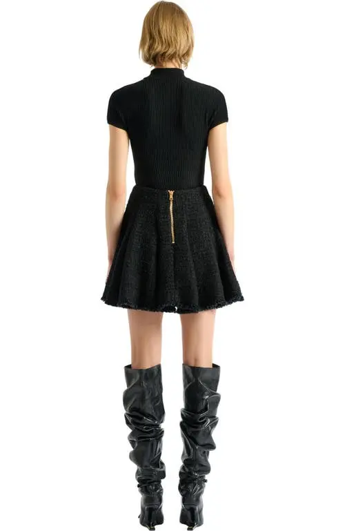 Balmain Flared Tweed Skirt