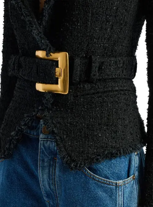Balmain Belted Tweed Jacket