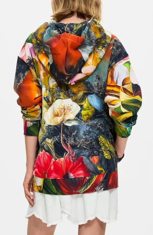 Desigual Print Front Zip Hoodie