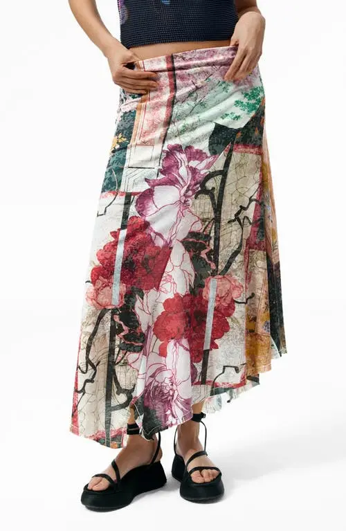 Desigual Patchwork Print Asymmetric Skirt