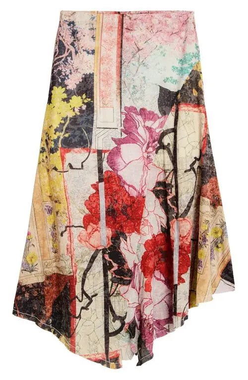 Desigual Patchwork Print Asymmetric Skirt