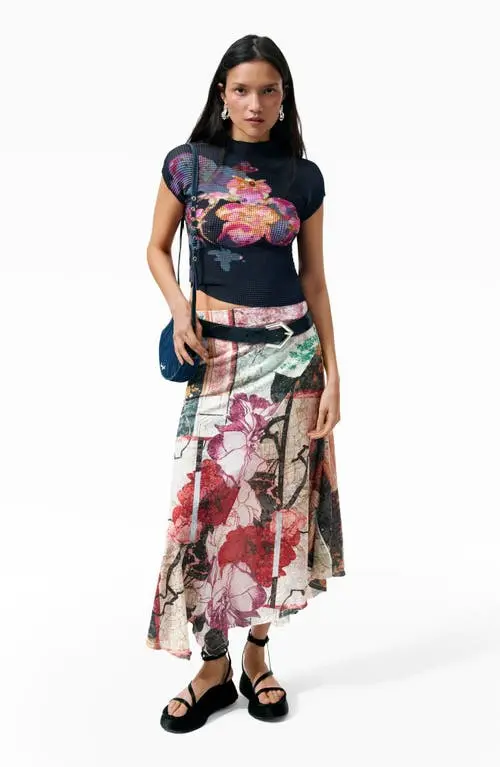 Desigual Patchwork Print Asymmetric Skirt