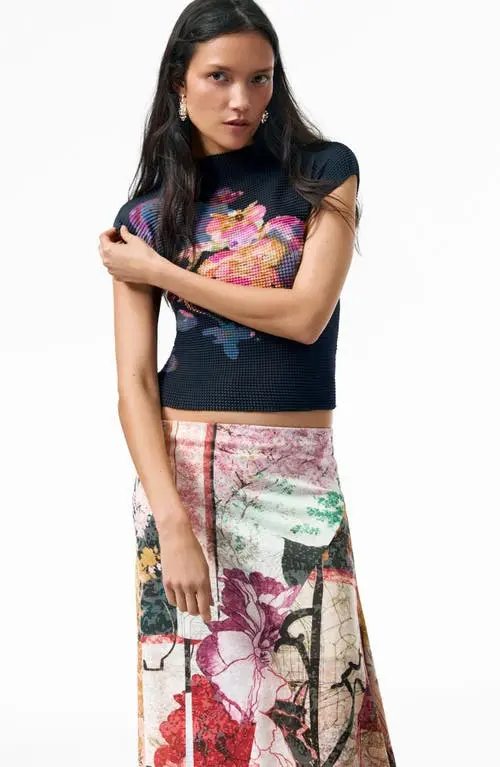 Desigual Patchwork Print Asymmetric Skirt