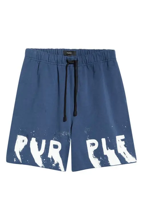 PURPLE BRAND Cotton Fleece Shorts - Blue