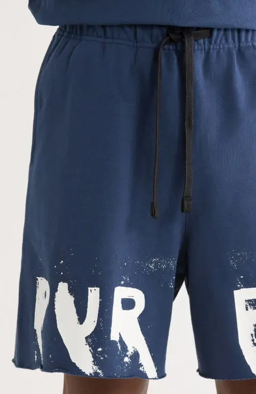 PURPLE BRAND Cotton Fleece Shorts With Smear Logo