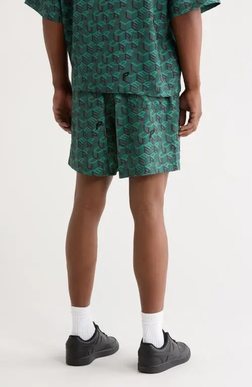 PURPLE BRAND Resort Shorts With Cubist Logo Pattern