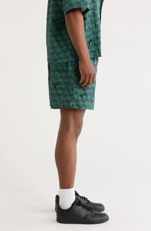 PURPLE BRAND Resort Shorts With Cubist Logo Pattern