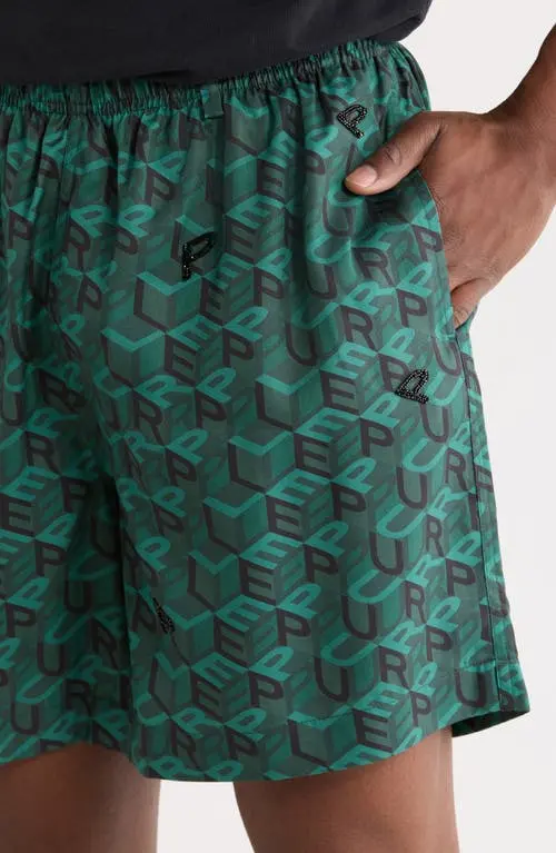 PURPLE BRAND Resort Shorts With Cubist Logo Pattern
