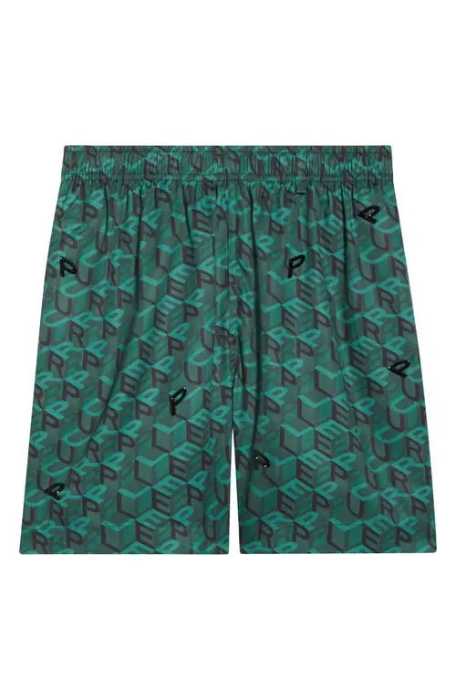 PURPLE BRAND Resort Shorts With Cubist Logo Pattern