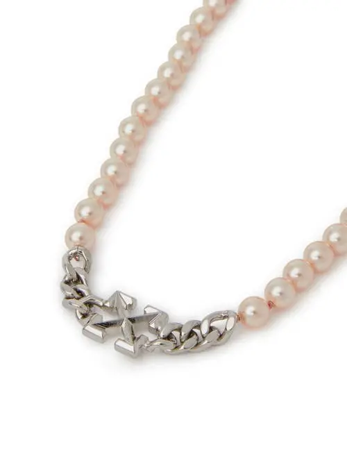 Off-White Arrow Pearl Full Necklace -soft Pink
