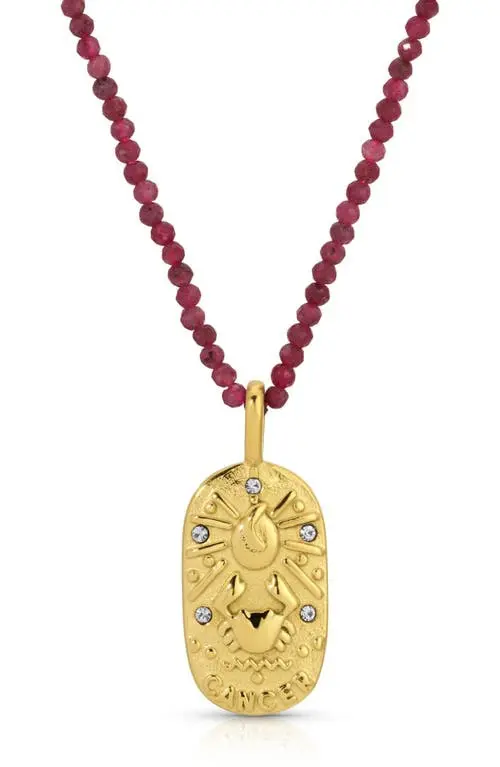 KOZAKH Sunrise Zodiac Pendant Necklace - Gold/ruby Cancer