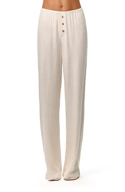Naked Wardrobe Wide Leg Linen Blend Pants - Cream