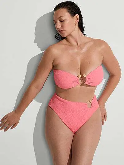 Victoria's Secret Swim Beach Hoops Textured Jacquard Bandeau Bikini Top - Pink
