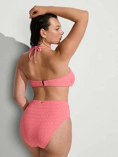 Victoria's Secret Swim Beach Hoops Textured Jacquard High-waist Full-coverage Bikini Bottom - Pink