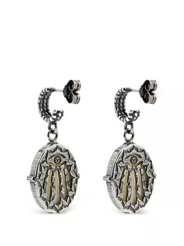 GEM KINGDOM Engraved Peace Bone Drop Earrings