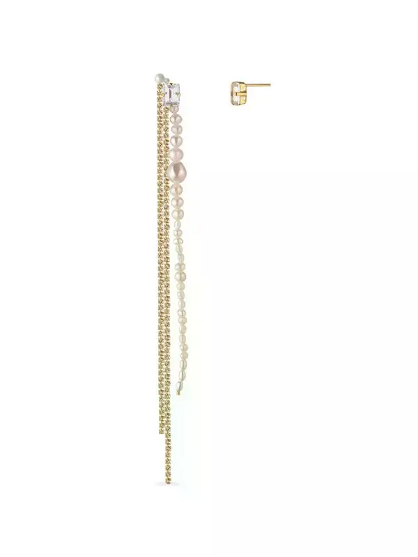 PHENOMENAL STUDIO Asymmetric Pearl And Crystal Embellished Earrings