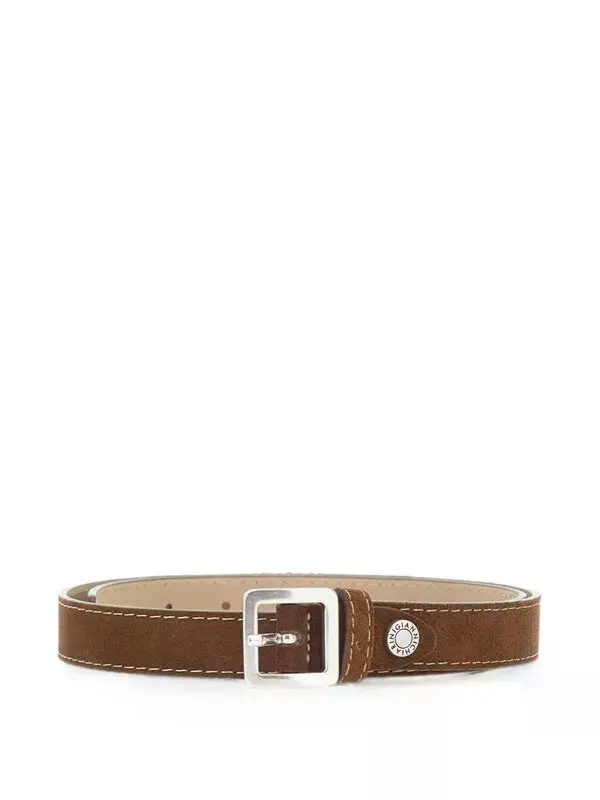 GIANNI CHIARINI Calf Suede Contrast-stitch Belt - Brown