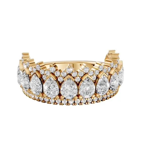 AYA FINE JEWELRY 10k Gold Pear Cut Diamond Statement Ring 2.92 Ctw - Yellow