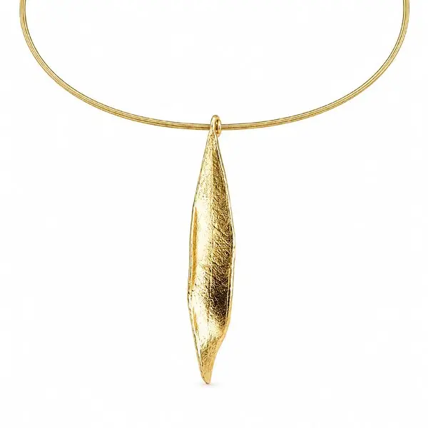MOTHER NATURE JEWELRY Handmade Sterling Silver Olive Leaf Pendant Necklace With 14k Plating - Gold