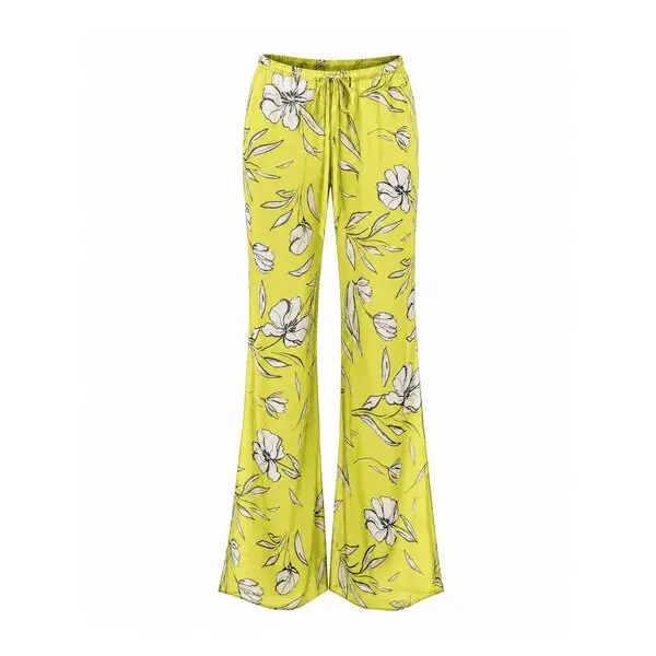 CONCEPT A TROIS Self.readytowear" Floral Print Flare Chiffon Pants - Green