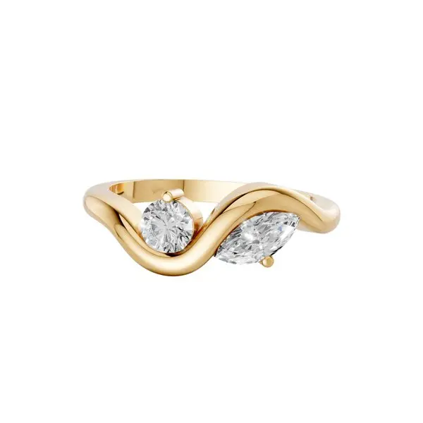 AYA FINE JEWELRY 14k Gold 0.60 Ctw Marquise & Round Diamond Bypass Ring - Yellow