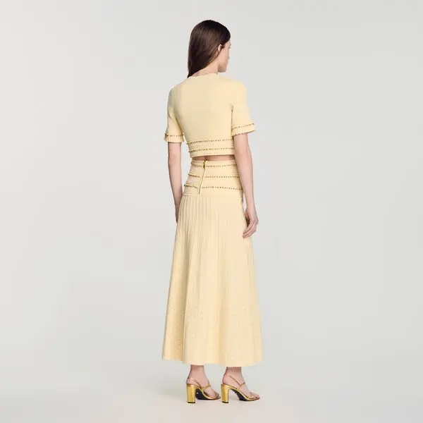 Sandro Cropped Knit Top With Tassels