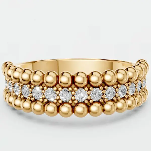 AYA FINE JEWELRY Diamond Beaded Band Ring - Yellow