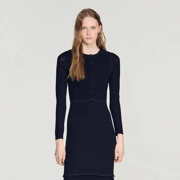 Sandro Decorative Pointelle Cropped Cardigan
