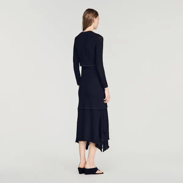 Sandro Decorative Pointelle Cropped Cardigan