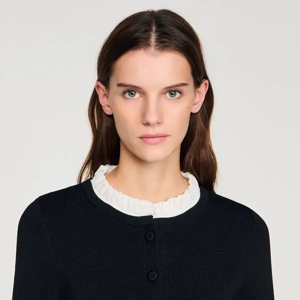 Sandro Removable Collar Peplum Cardigan