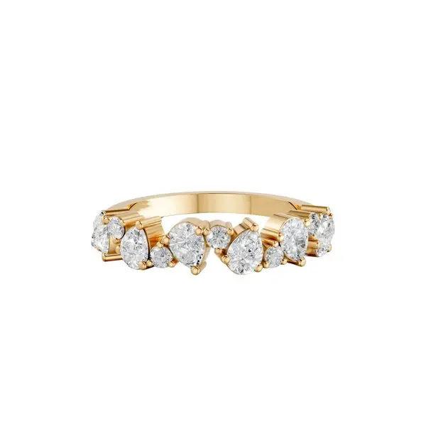 AYA FINE JEWELRY 1.01 Ctw Blue Pear Diamond & Round Diamond Eternity Band Ring - Yellow