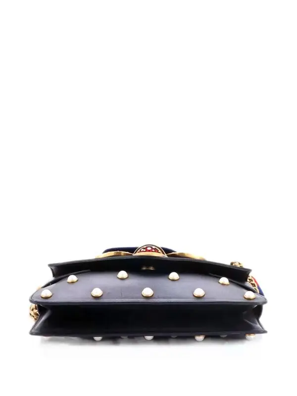 Gucci Broadway Pearly Bee Embellished Leather Mini Shoulder Bag