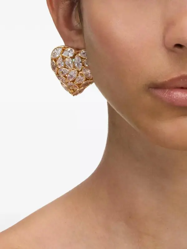 SELF-PORTRAIT Crystal-embellished Heart Earrings - Gold