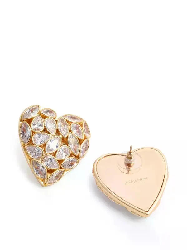 SELF-PORTRAIT Crystal-embellished Heart Earrings