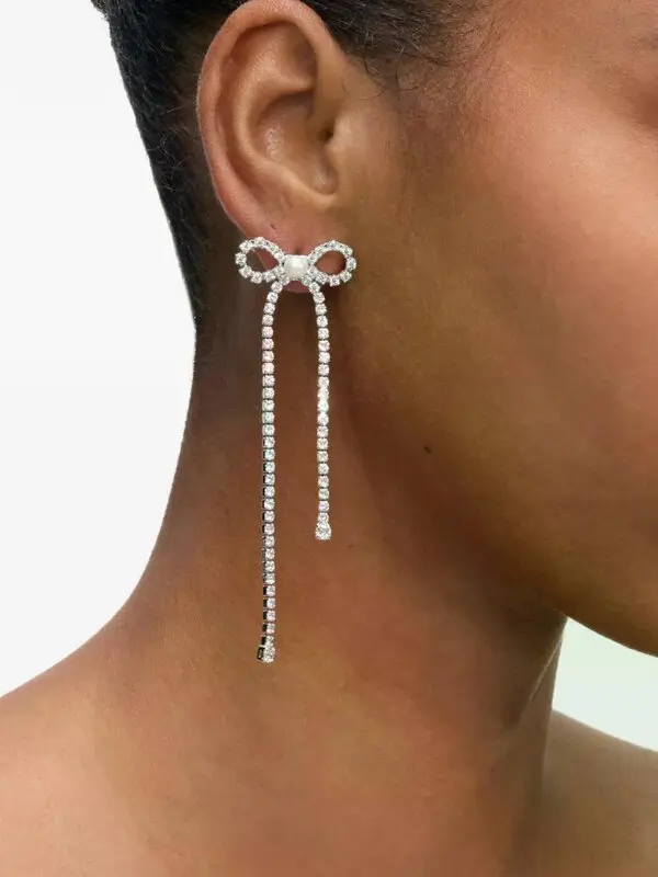SELF-PORTRAIT Crystal Bow Drop Earrings