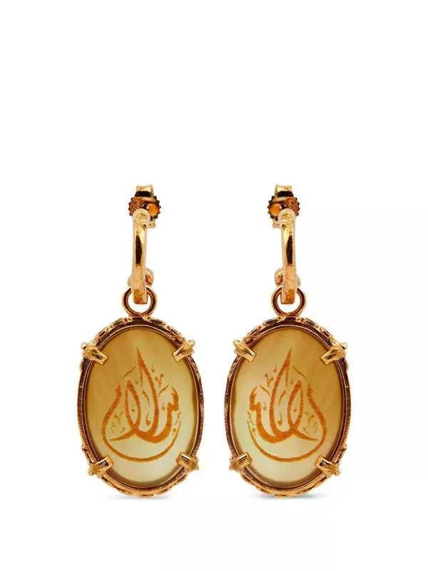 GEM KINGDOM Engraved Horn Pendant Drop Earrings