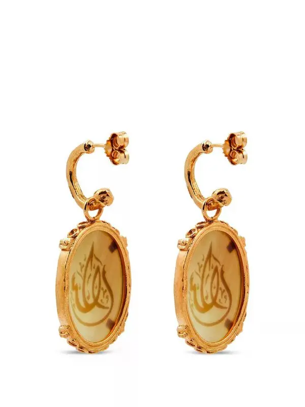 GEM KINGDOM Engraved Horn Pendant Drop Earrings