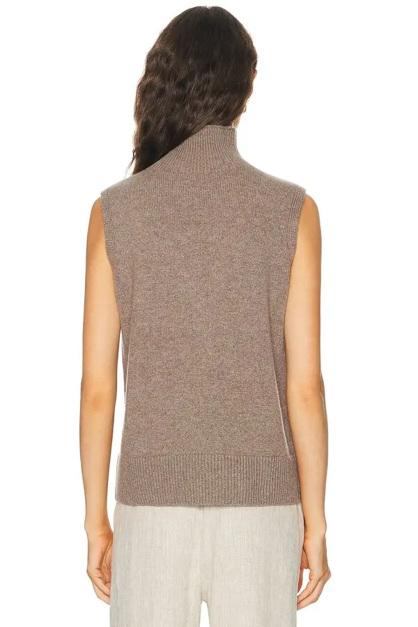 Brandon Maxwell Bruno Sleeveless High Neck Vest In Brown