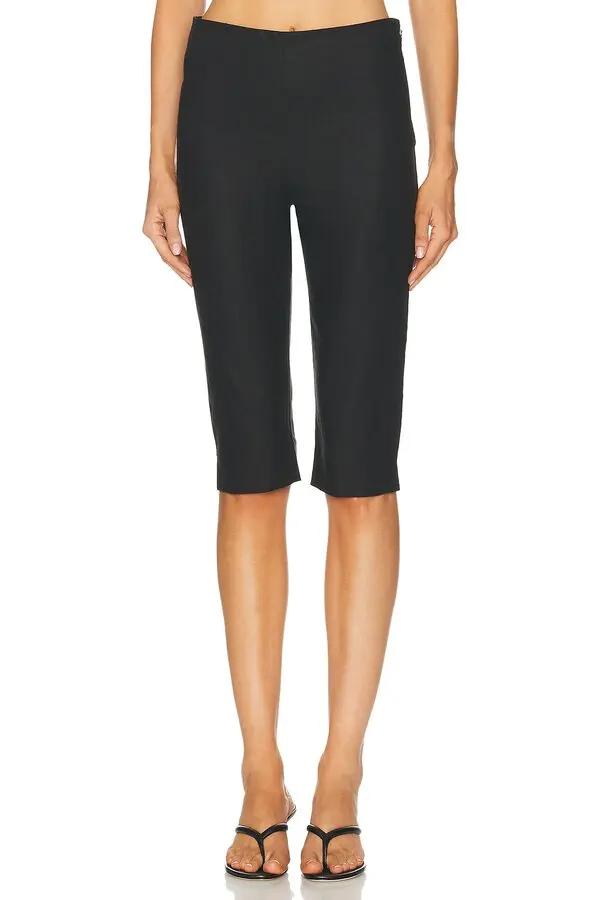 L'academie Anaia Linen Capri Pant - Black