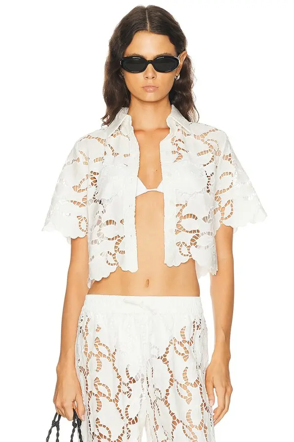 NICHOLAS Sonora Relaxed Crop Top - Ivory