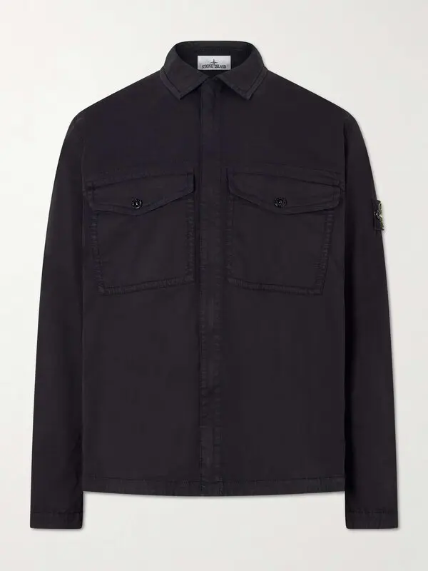 Stone Island Garment-dyed Cotton-blend Twill Overshirt