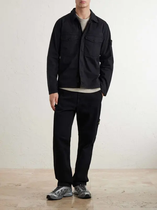Stone Island Garment-dyed Cotton-blend Twill Overshirt