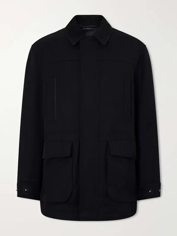 TOM FORD Suede-trimmed Cotton-blend Twill Jacket - Black