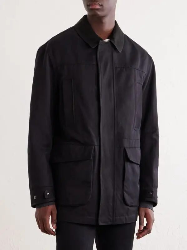 TOM FORD Suede-trimmed Cotton-blend Twill Military Jacket