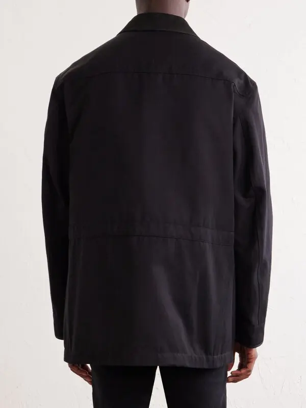 TOM FORD Suede-trimmed Cotton-blend Twill Military Jacket