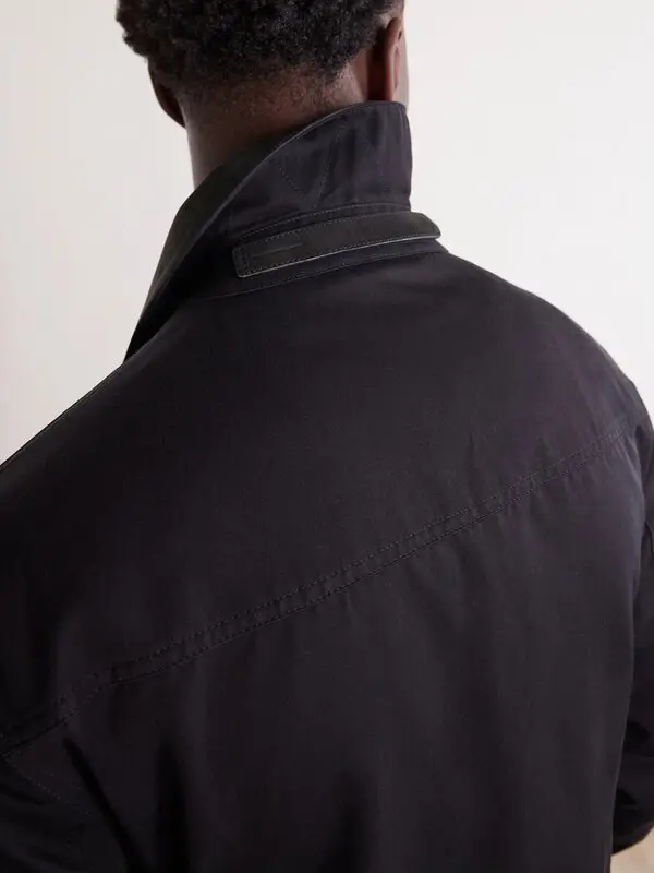TOM FORD Suede-trimmed Cotton-blend Twill Military Jacket