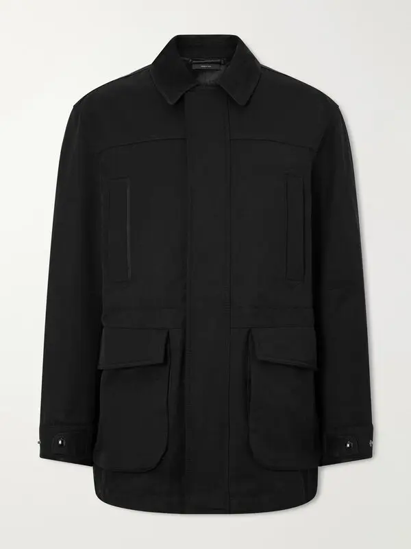 TOM FORD Suede-trimmed Cotton-blend Twill Military Jacket - Black